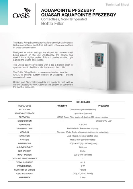 QUASAR AQUA POINTE PFSZEBQY Water dispenser By OASIS