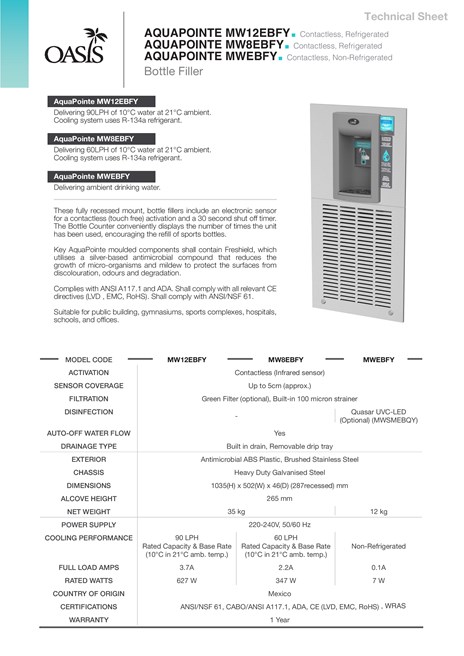 AQUA POINTE MW12EBFY Water dispenser By OASIS