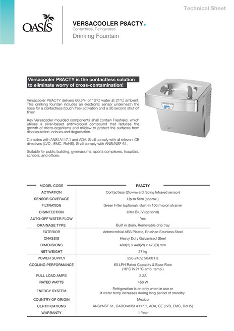 VERSACOOLER P8ACTY water dispenser By OASIS