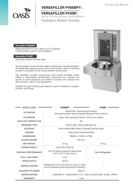 VERSAFILLER PVSBF Water dispenser By OASIS International