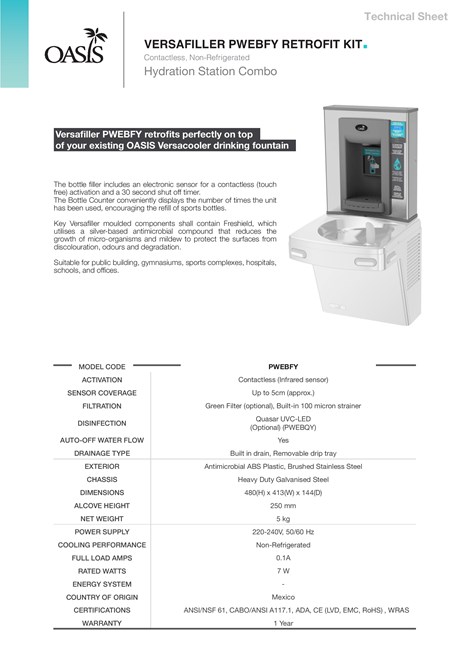 VERSAFILLER PWEBFY Water dispenser By OASIS