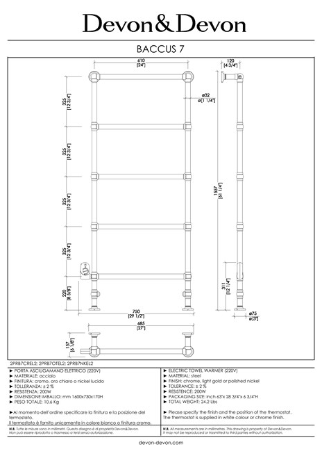 BACCUS 7 | Electric towel warmer By Devon&Devon