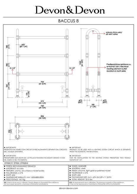 BACCUS 8 Decorative radiator By Devon&Devon