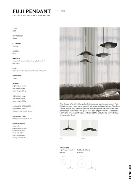 FUJI | Lámpara colgante Lámpara colgante LED de aluminio By NORR11