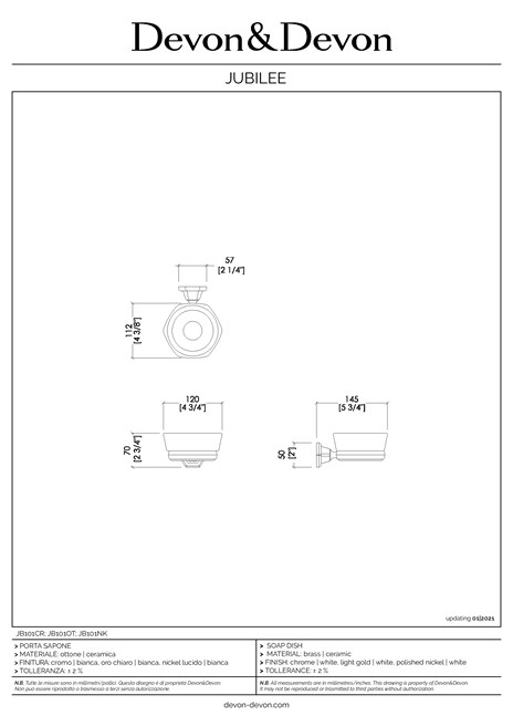 JUBILEE | Jabonera Jabonera de pared de cerámica By Devon&Devon