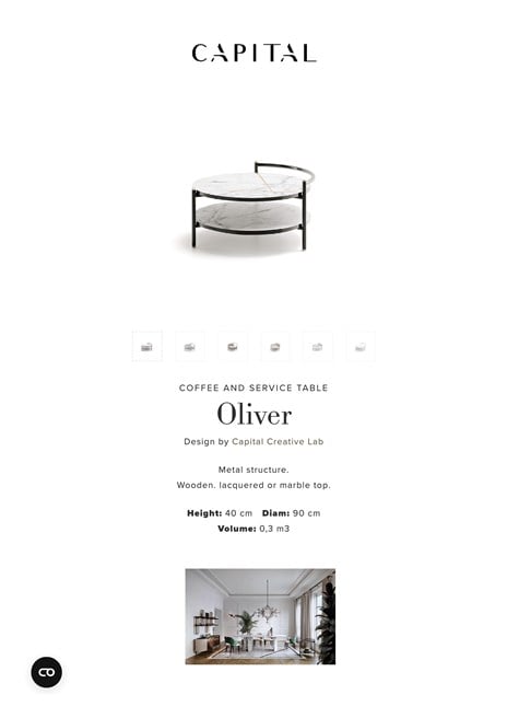 OLIVER Wooden coffee table for living room By Capital Collection