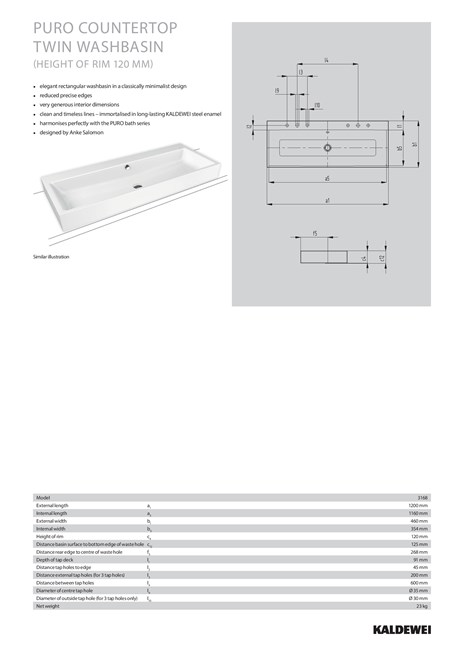 PURO DOUBLE | Countertop washbasin Countertop double enamelled steel ...