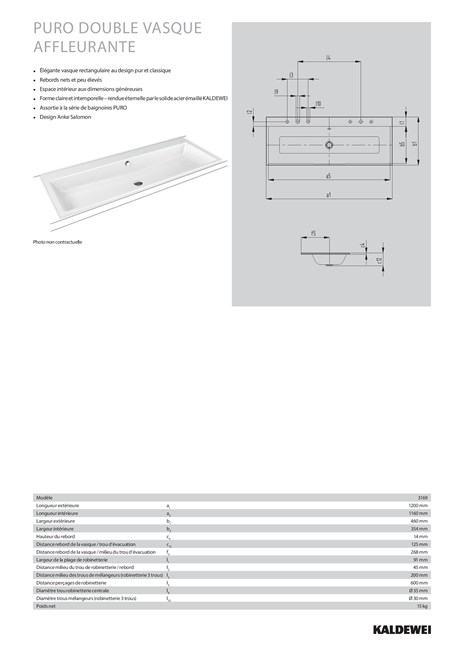 PURO DOUBLE Vasque à encastrer double en acier émaillé By Kaldewei ...