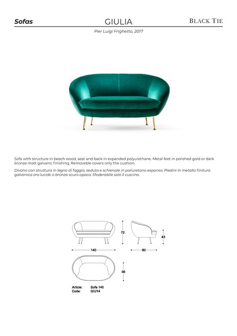 GIULIA Divanetto in tessuto By Black Tie | design Pier Luigi Frighetto