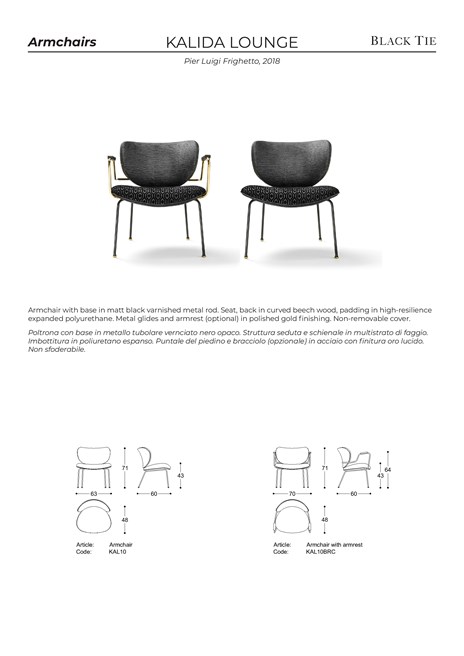 KALIDA LOUNGE | Chair with armrests Fabric chair with armrests By Black ...