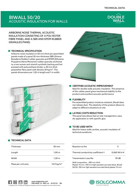 Dämmplatte aus Polyesterfaser BIWALL By Isolgomma