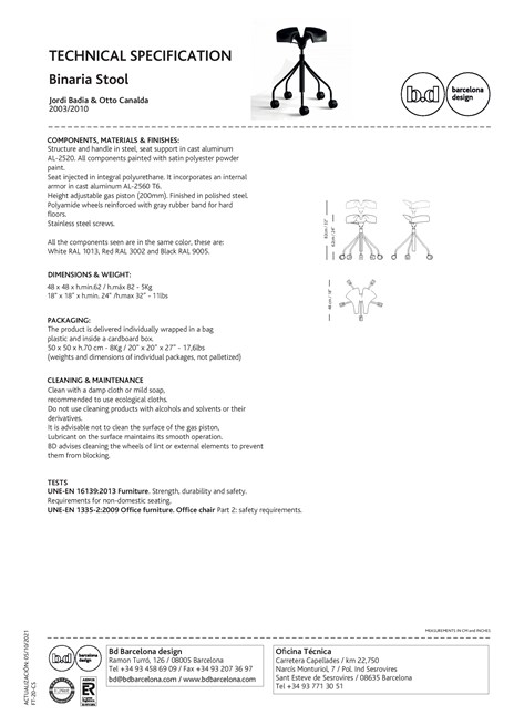 BINARIA office stool By BD Barcelona Design