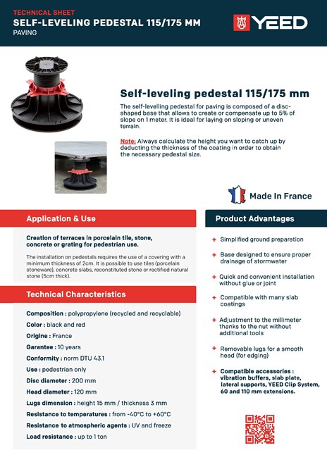 SUPPORTO AUTOLIVELLANTE 115/175 MM By YEED