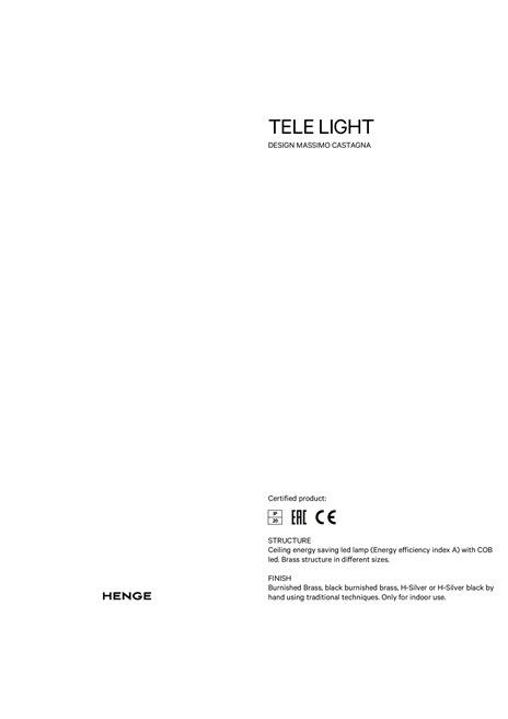 TELE LED brass ceiling lamp By Henge | design Massimo Castagna