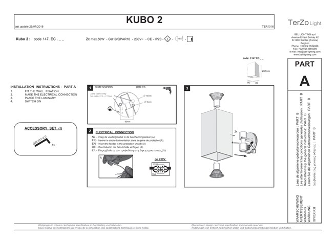 KUBO 2 Wandleuchte By Terzo Light
