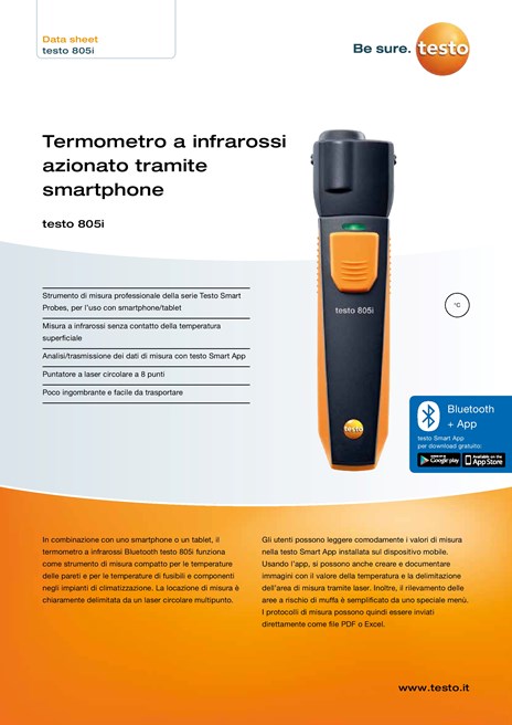 Termometro a infrarossi Bluetooth TESTO 805i By Testo