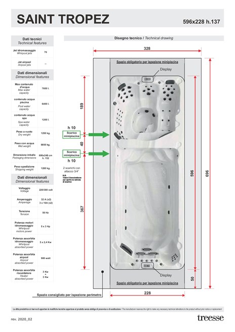 SWIM SPA Built-in hydromassage rectangular minipool By Gruppo Treesse