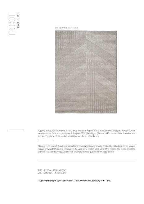 Rectangular fabric rug TRICOT By BAXTER