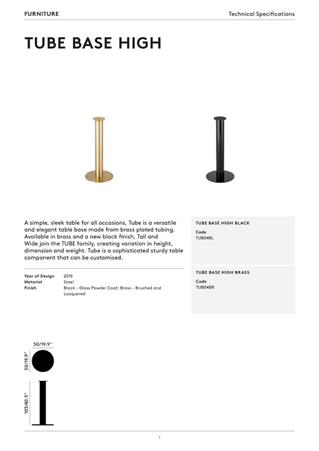 TUBE Round marble high table By Tom Dixon | design Tom Dixon
