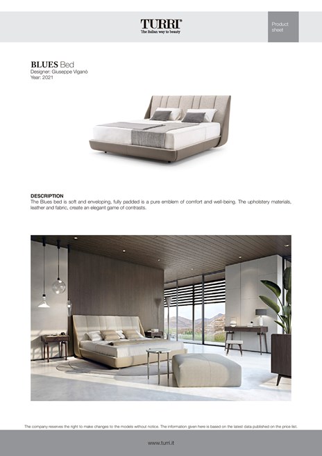 BLUES Upholstered double bed with upholstered headboard By Turri ...