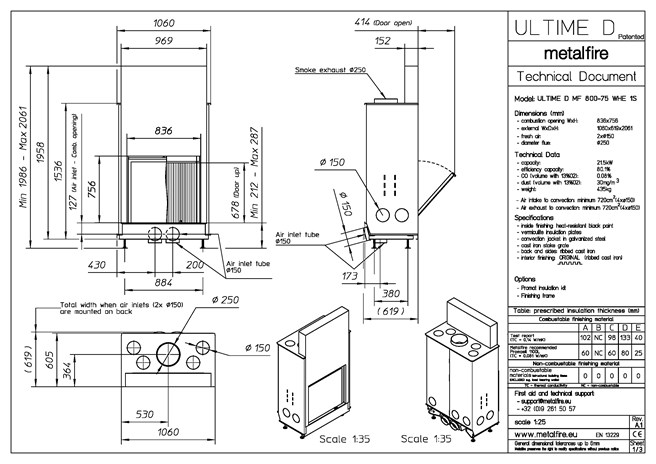 ULTIME D MF 800-75 WHE 1S caminetto By Metalfire