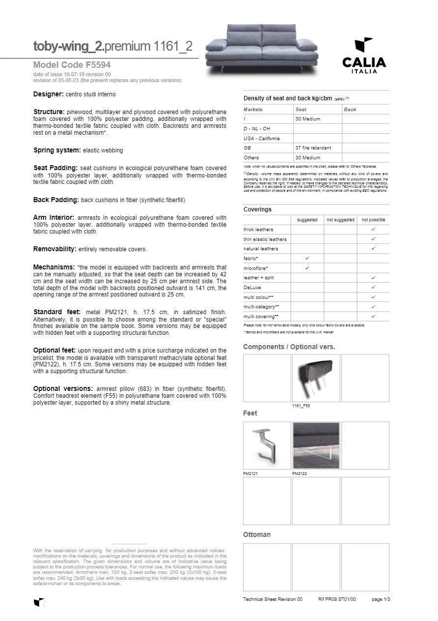TOBY WING Sofa By Calia Italia