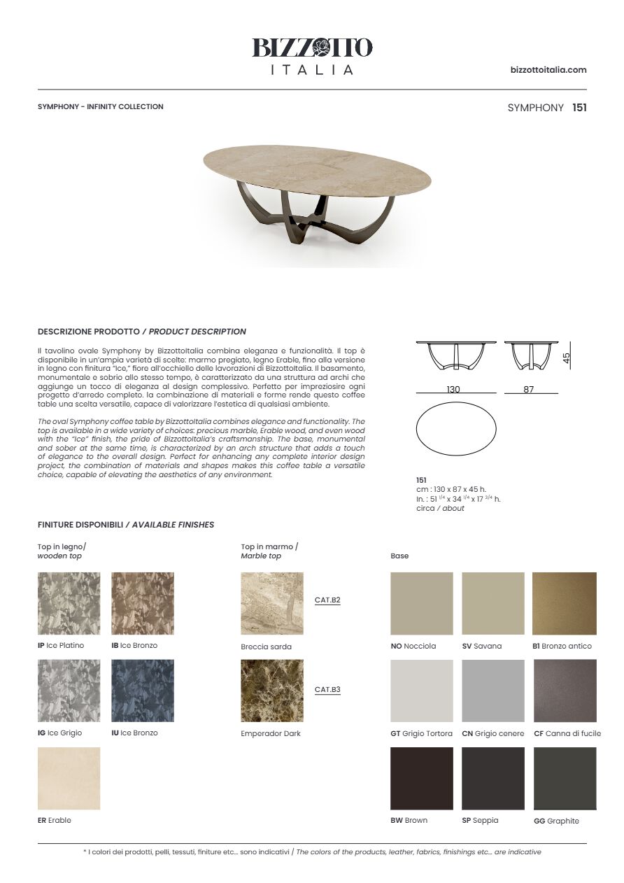 SYMPHONY Coffee table By Bizzotto Italia
