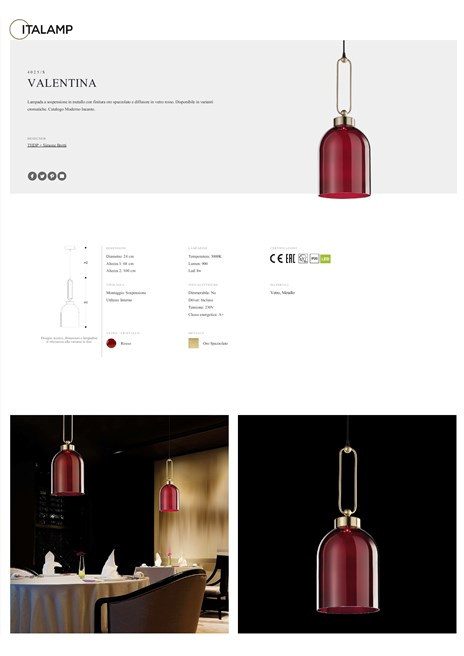 VALENTINA 4025/S | Lampada a sospensione Lampada a sospensione a LED in ...