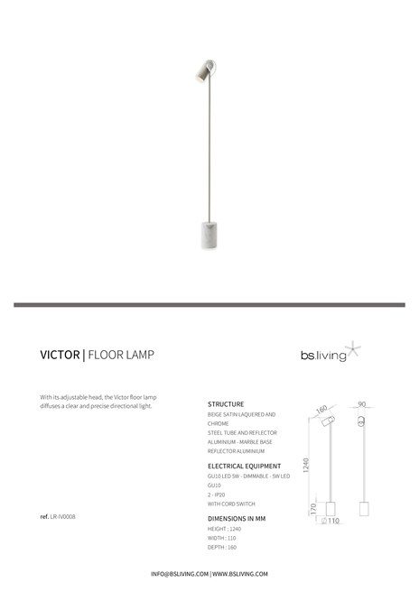 LED adjustable steel floor lamp VICTOR By bs.living