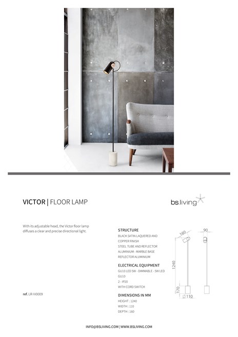 LED adjustable steel floor lamp VICTOR By bs.living