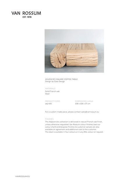 ADJACENCIES | Square coffee table By Van Rossum design Samuel Barclay