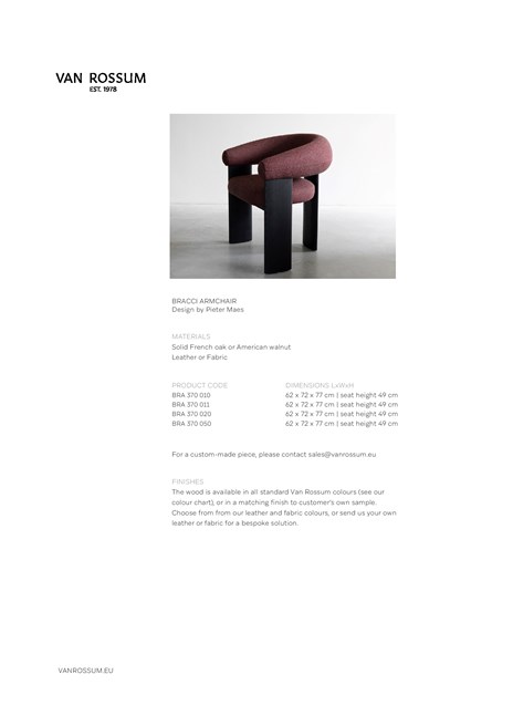 BRACCI Chair By Van Rossum | design Pieter Maes
