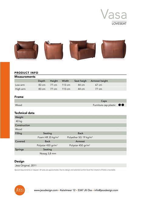 VASA Fauteuil en cuir avec accoudoirs By Jess