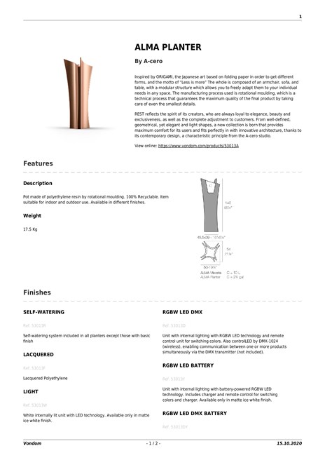 High polyethylene planter ALMA By VONDOM