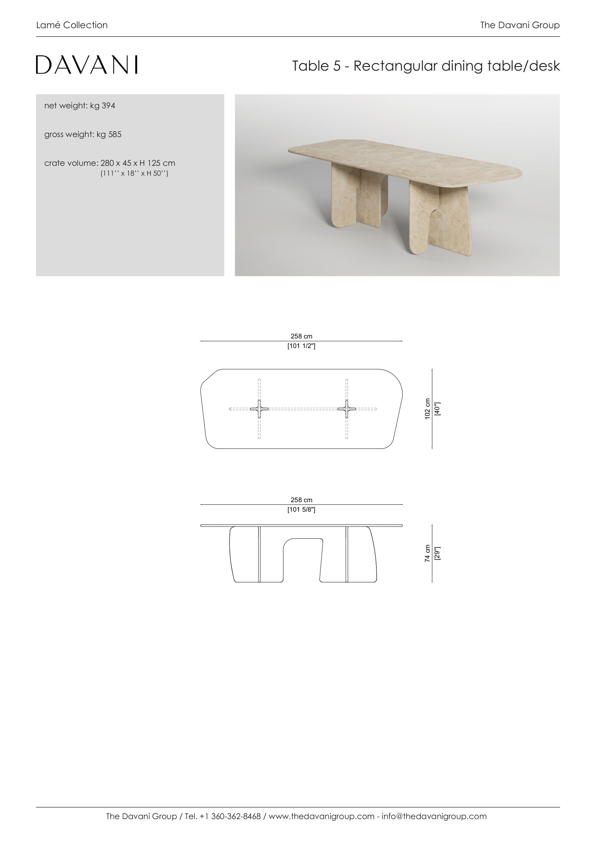 LAMÉ Rectangular natural stone table By Davani | design INC ...