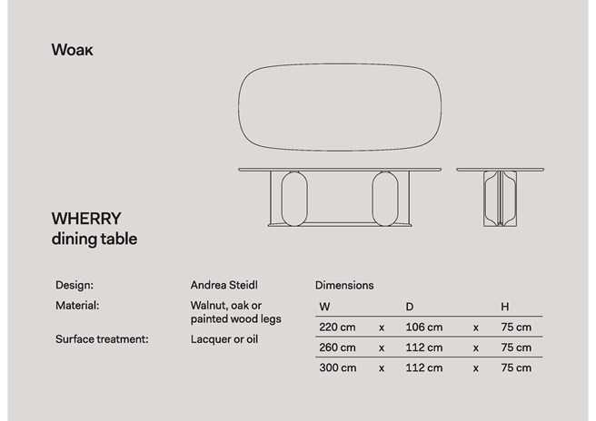 WHERRY Mesa oval de jantar de madeira By Woak | design Andrea Steidl