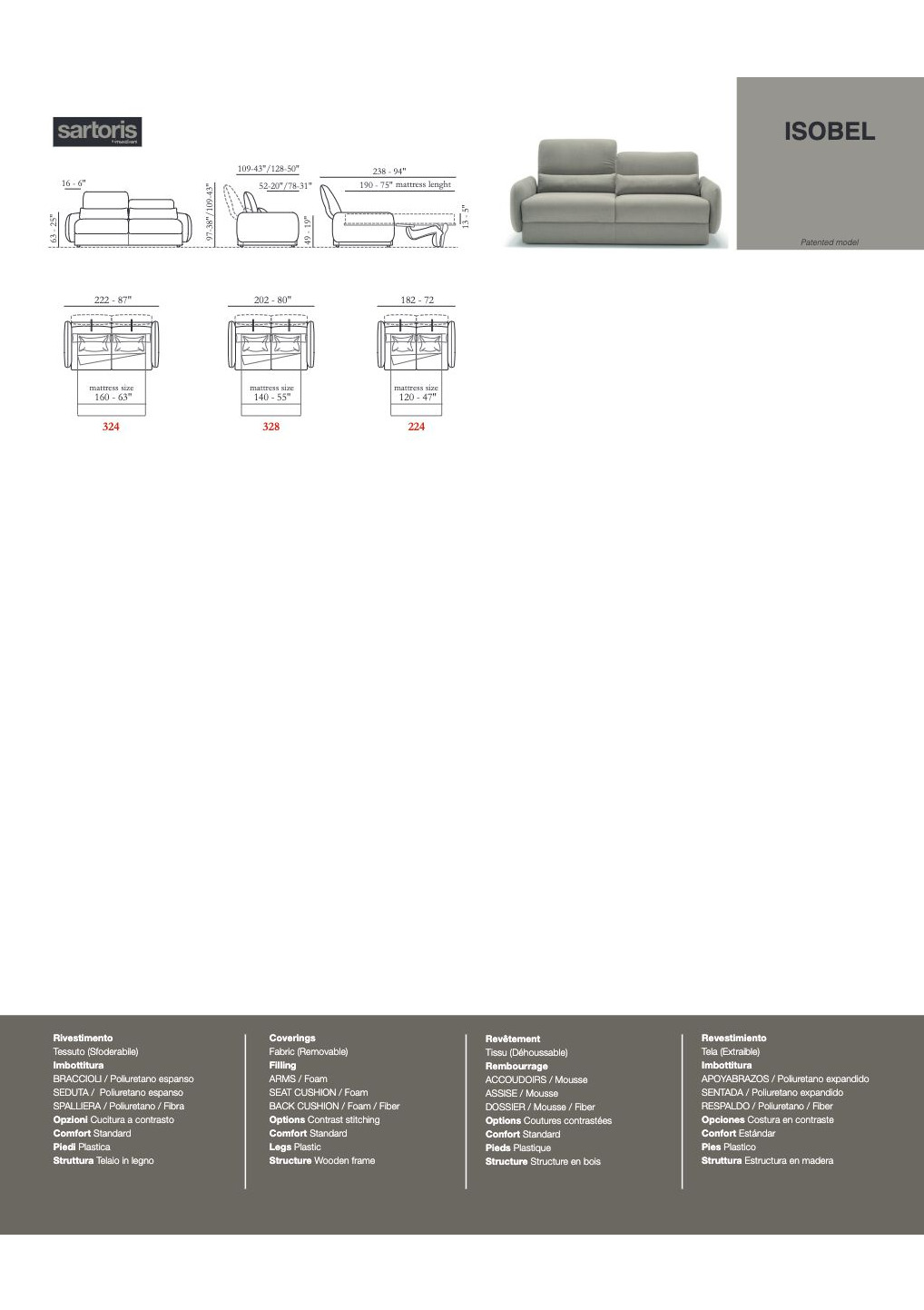 ISOBEL Sofa bed By Sartoris