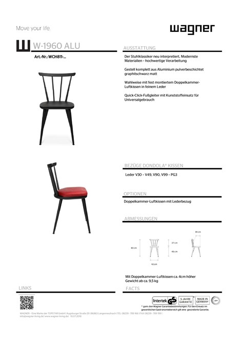 W-1960 Aluminium chair By Wagner