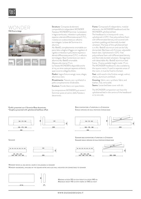 WONDER Storage bed with upholstered headboard By Duomo Design