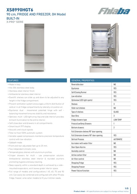 X-PRO 90 - XS8990HGT | Refrigerator By FHIABA