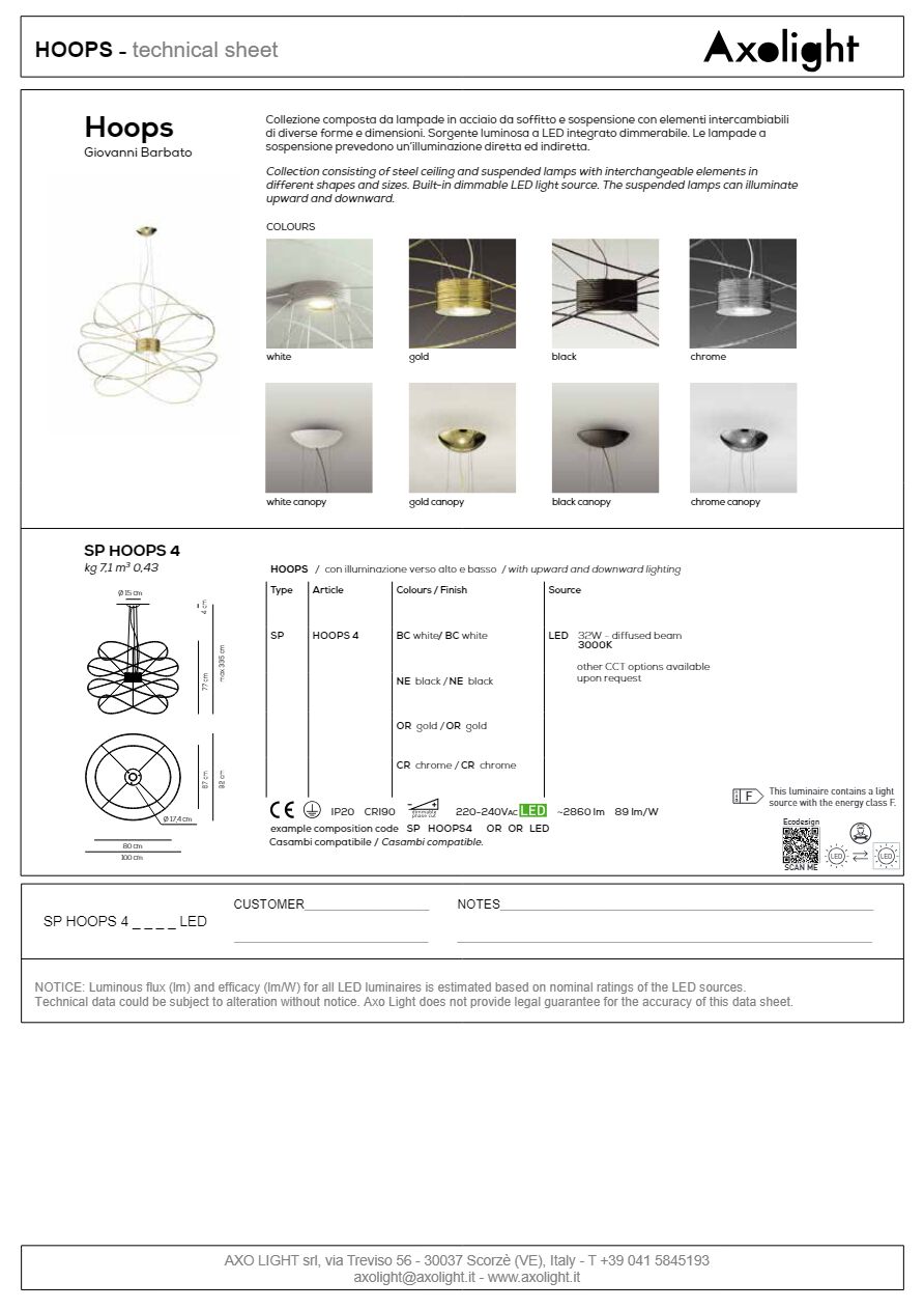 HOOPS LED pendant lamp By AXOLIGHT | design Giovanni Barbato