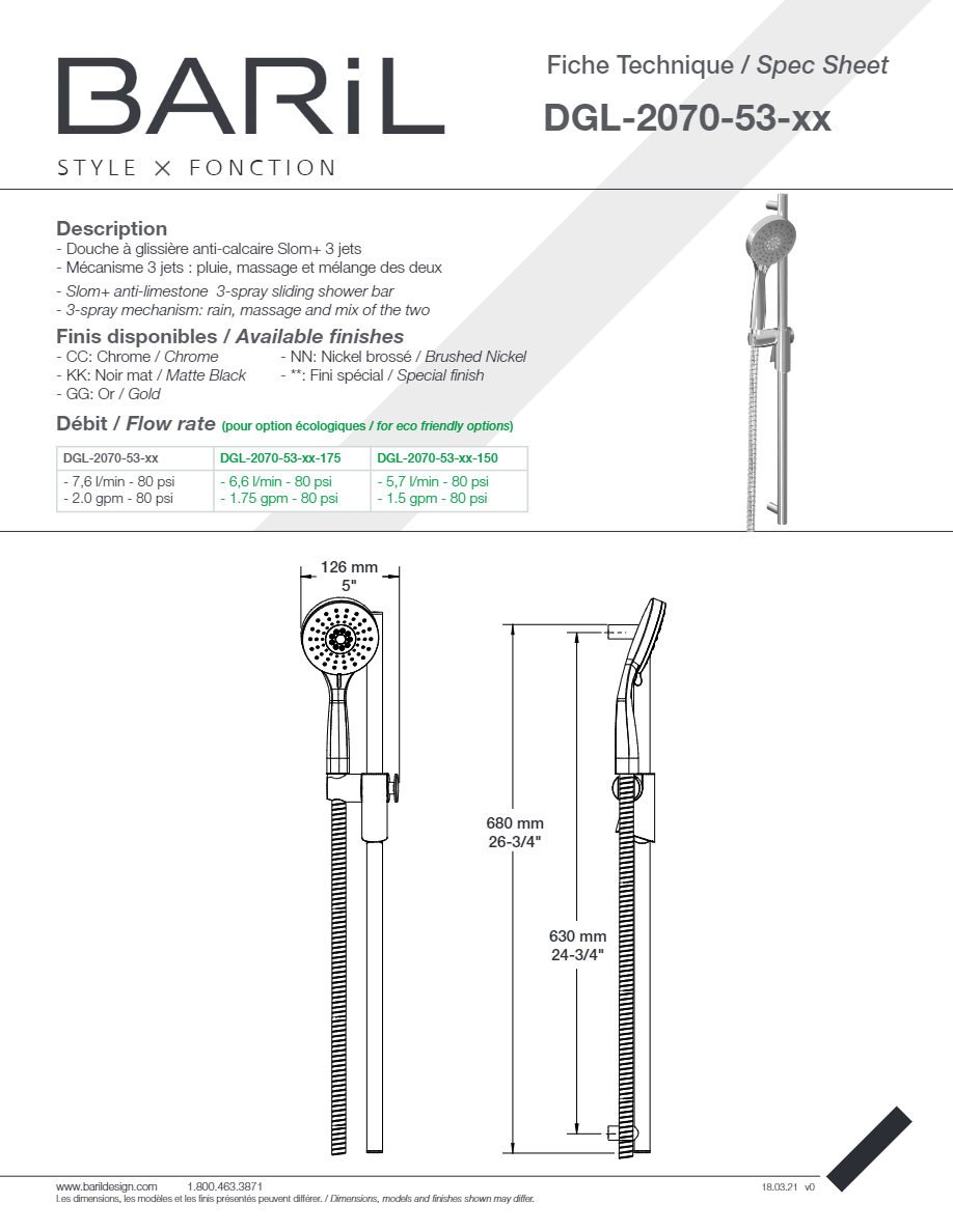 DGL-2070-53 Shower panel By BARIL