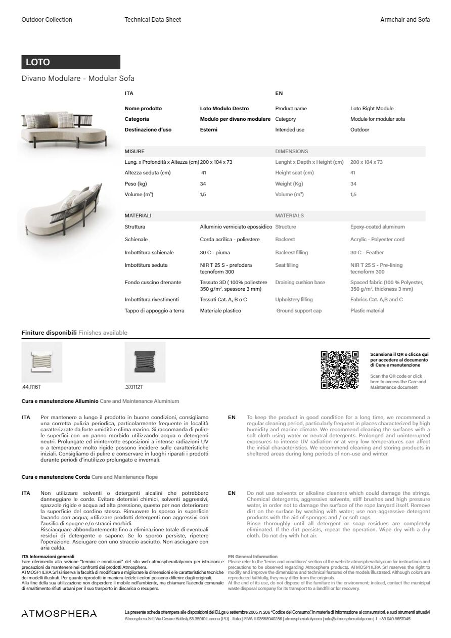 LOTO Modular fabric garden sofa By Atmosphera