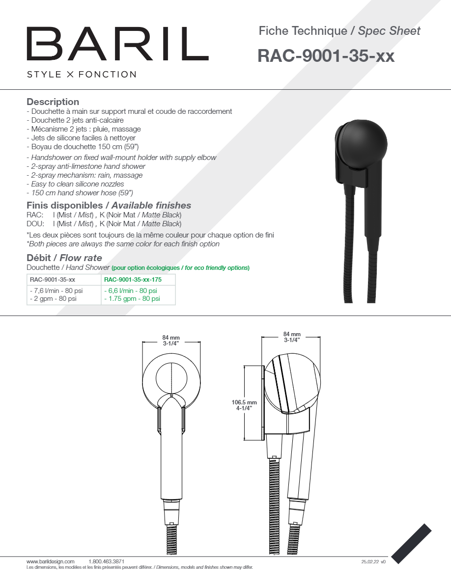 MARIE B35 Handshower By BARIL