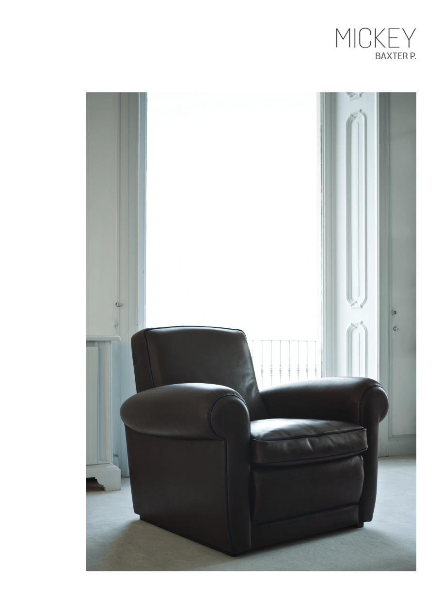 MICKEY Poltrona in pelle con braccioli By BAXTER