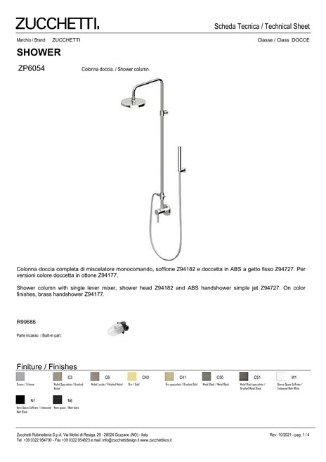 Colonna doccia a parete con doccetta PAN ZP6054 Collezione Pan By ...