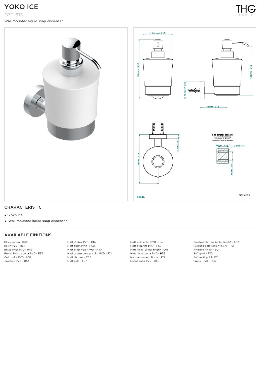 YOKO ICE Bathroom soap dispenser By THG Paris