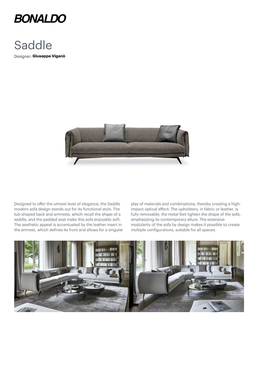 SADDLE 3 seater sectional fabric sofa By Bonaldo | design Giuseppe Viganò