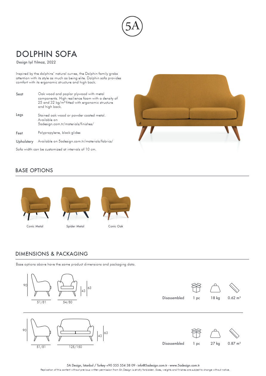 DOLPHIN Sofá pequeño By 5A Design