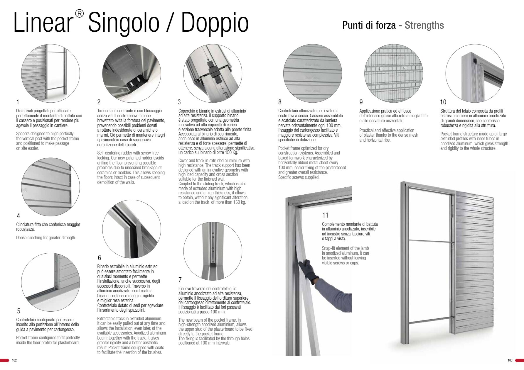 LINEAR® DOUBLE Counter frame for double sliding doors for flush-fitting ...